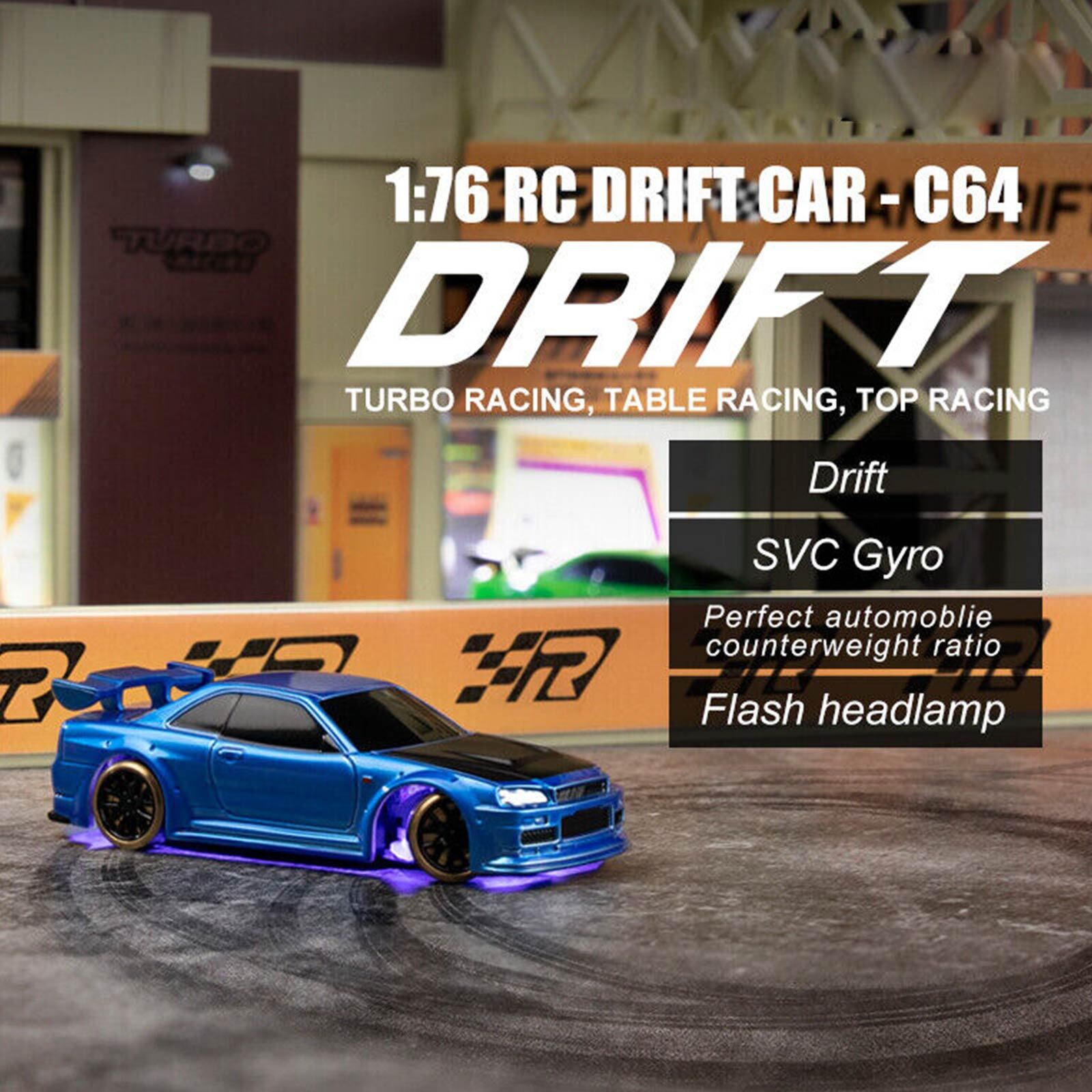 Turbo Racing 1:76 C64 Drift RC Car With Gyro Radio Full Proportional ...