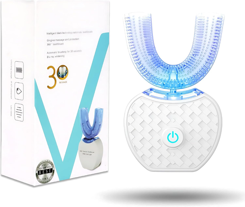 Sani White Ultrasonic Toothbrush Sparkle Glow U Shaped Teeth Whitening ...