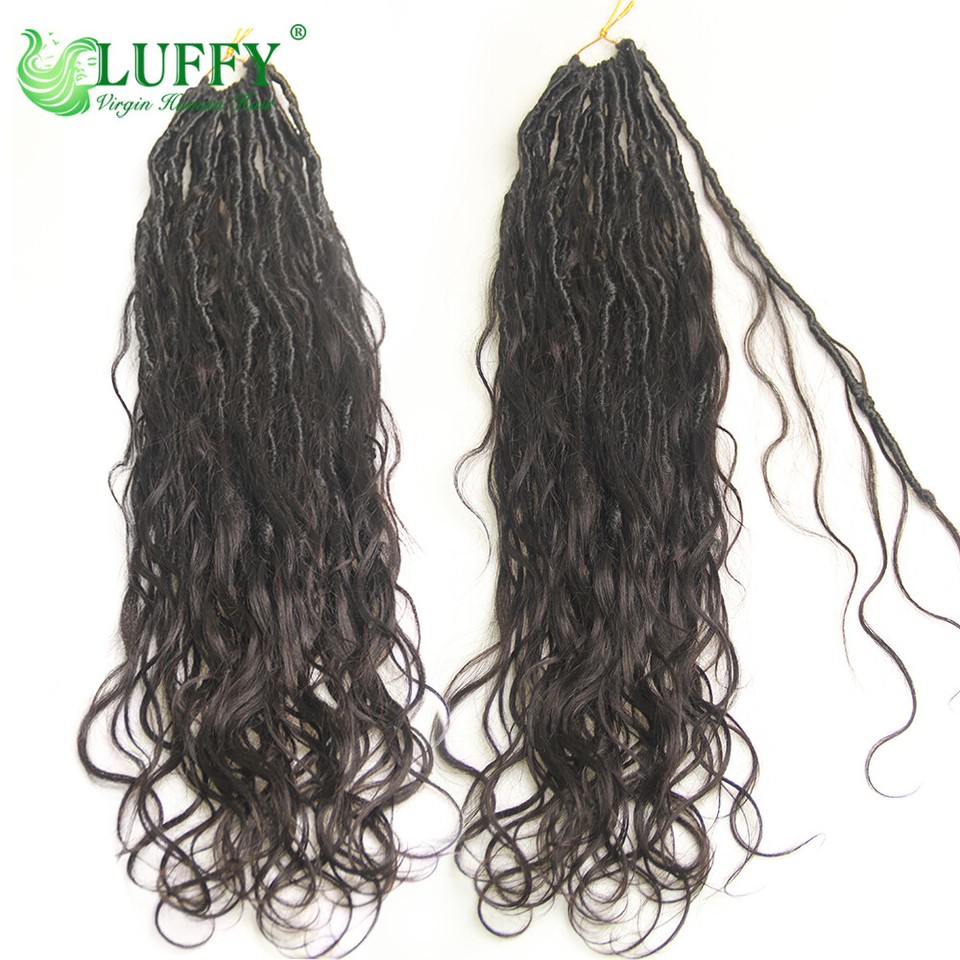 Boho Locs Human Hair Body Wave Crochet Locs Hair Extension Pre Looped ...