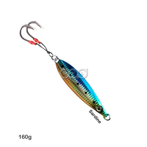 160g Fishing Flat Fall Vertical Jig 5.5oz Butterfly Lure Assist Hook ...
