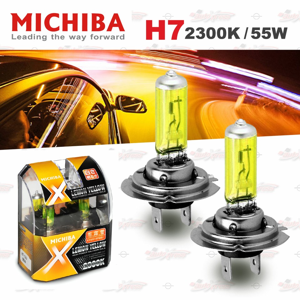 H7 477 MICHIBA 12V 55W 2300K Lemon Yellow Halogen HeadLight Bulbs for ...