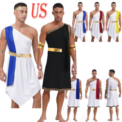 Men's Greek Costume Accessory Toga Costume Ancient Roman Robes Tunic ...