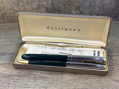 Vintage Waterman Fountain Pen & Mechanical Pencil Set IN ORIGINAL BOX ...
