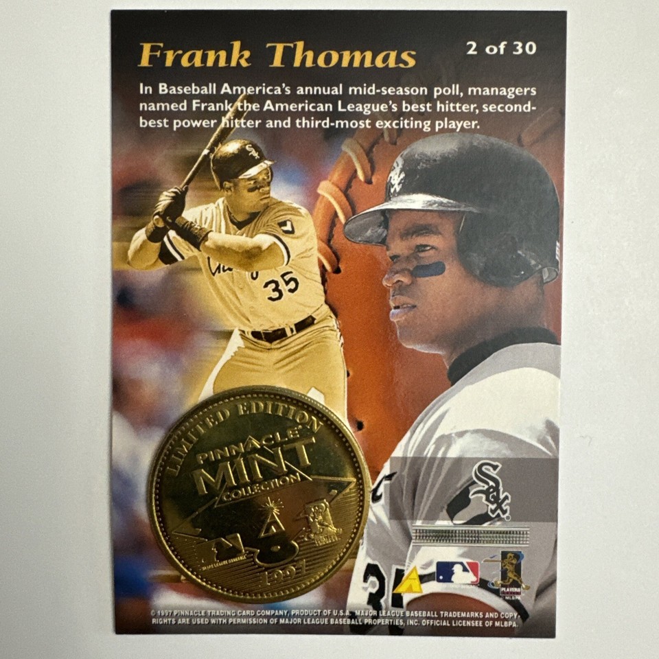 1997 Pinnacle Mint Collection Card w/Limited Edition Player Coin Frank ...