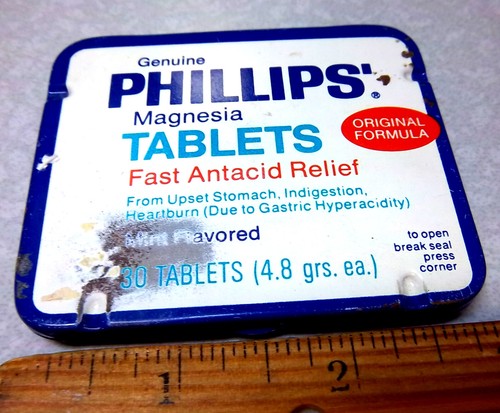 vintage Phillips magnesia Tablets tin (empty), great colors, 2.75 x 2. ...