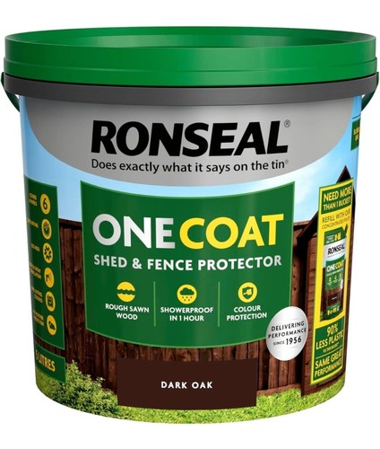Ronseal One Coat Shed &Fence Protector | Dark Oak 5L Tubs | Paint or ...