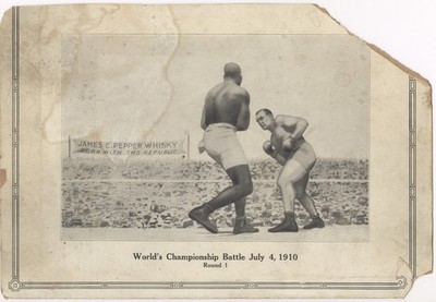 RARE ORIGINAL CABINET CARD PHOTO OF JACK JOHNSON vs JIM JEFFRIES JULY ...
