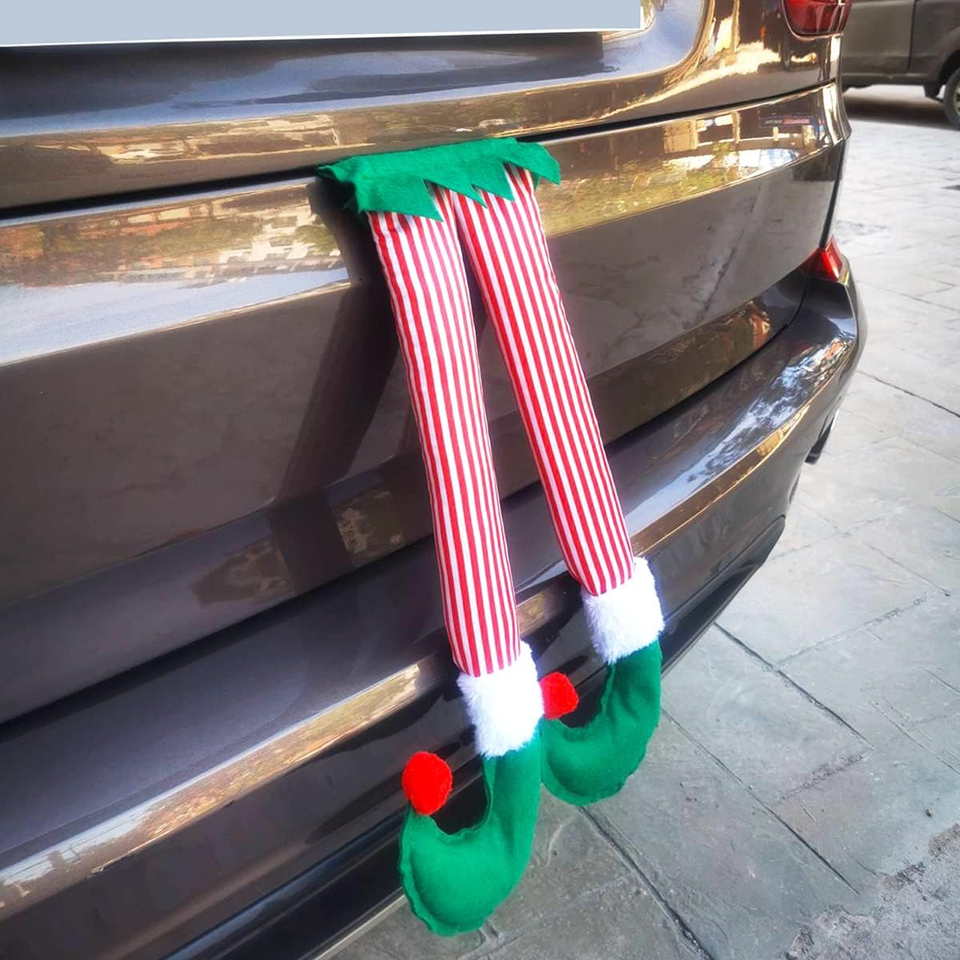 Christmas Elf Stuffed Legs Stuck Tree Decorations -Xmas Holiday Indoor ...