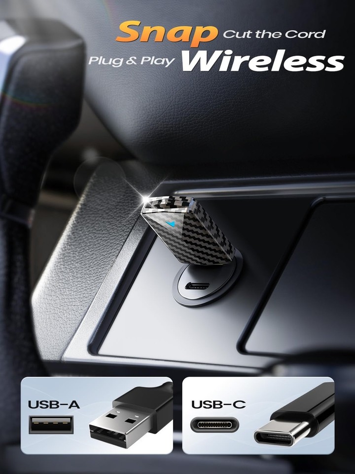 Mini Wireless CarPlay Adapter for iPhone & Android Auto (2026 Upgrade ...