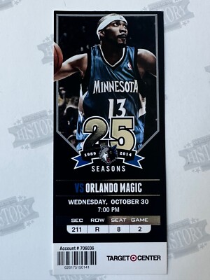 2013 Orlando Magic at Minnesota Timberwolves Ticket 10/30/13 | eBay
