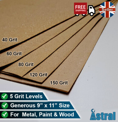 10 x Large Sandpaper Sheets | 40, 60, 80, 120 & 150 Grit | Fine Medium ...