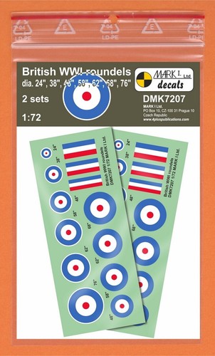 1/72 Decals: British WW1 Roundels #DMK7207 : MARK1 | eBay