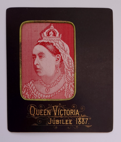 Victorian silk picture Stevengraph QUEEN VICTORIA JUBILEE Royalty 1887 ...