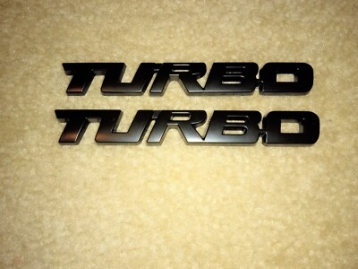 2X (Pair) Turbo Emblems Badges Black Truck SUV Sports Car UTV Metal 5 ...
