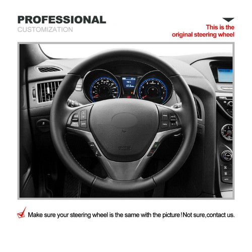 Soft Black Genuine Leather Steering Wheel Cover Wrap For Hyundai ...