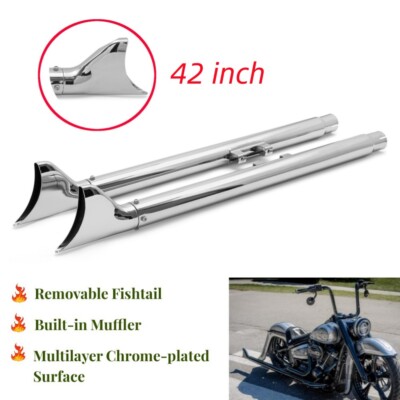 42" Fishtail Mufflers Slip on Exhaust Pipes for Harley 07-17 Softail ...