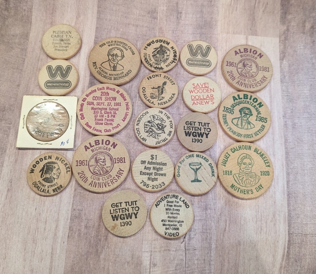 Round Tuit Wooden Nickel Token Coin Vintage Set of 20 | eBay