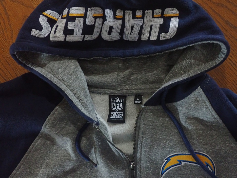NFL Team Apparel Men's Blue Los Angeles Chargers Full Zip Hoodie Size L ...
