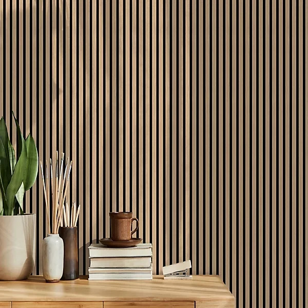 FN Acustico Oak Wood Effect Acoustic Wall Panel 2400mm Decorative Sound ...