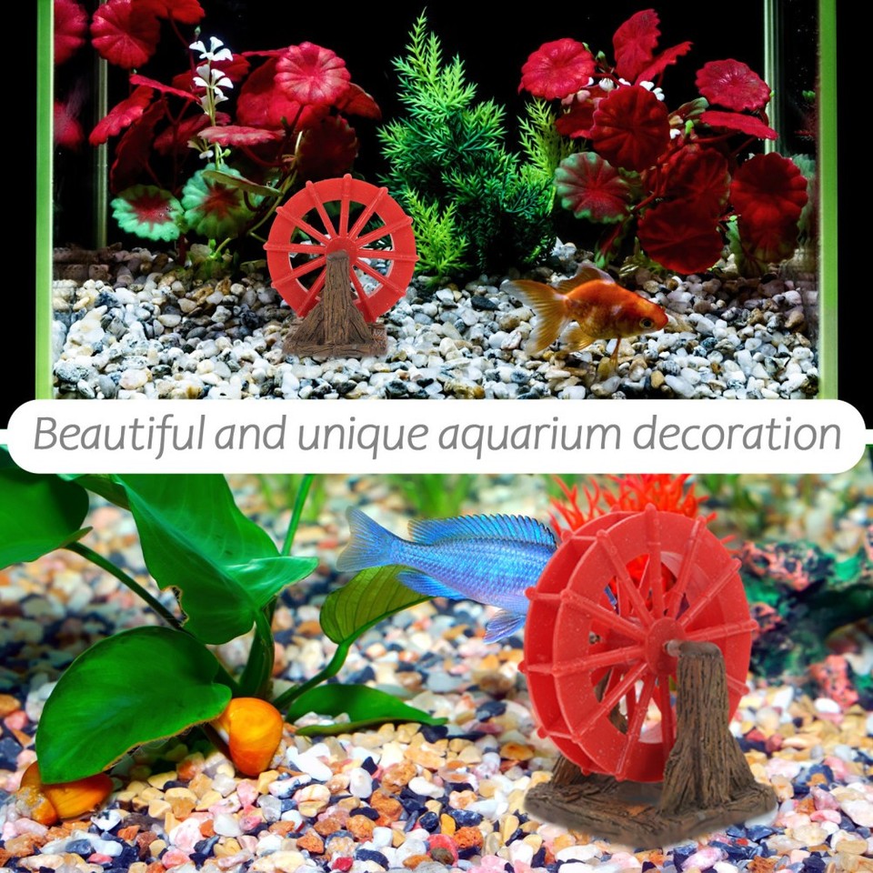 Fish Tank Rotating Wheel Accessory Aquarium Moving Water Scene Prop ...