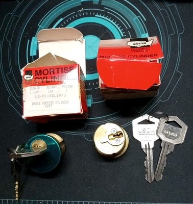2 PC LSDA K257 Brass Mortise Cylinder W/2 Keys Each,." KEYED ALIKE" NOS ...