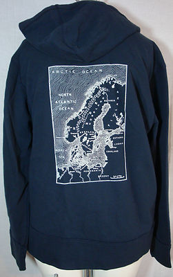 District Threads Solid Navy Cotton LS Hoodie ZipFront Sweatshirt Norway ...