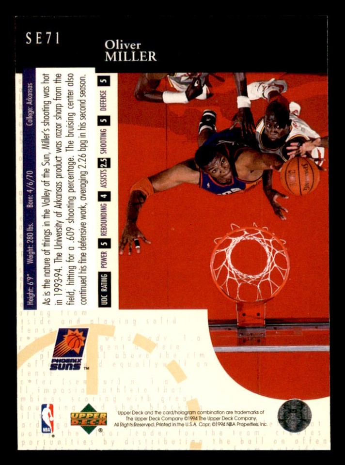 1994-95 Upper Deck Special Edition #SE71 Oliver Miller Phoenix Suns | eBay