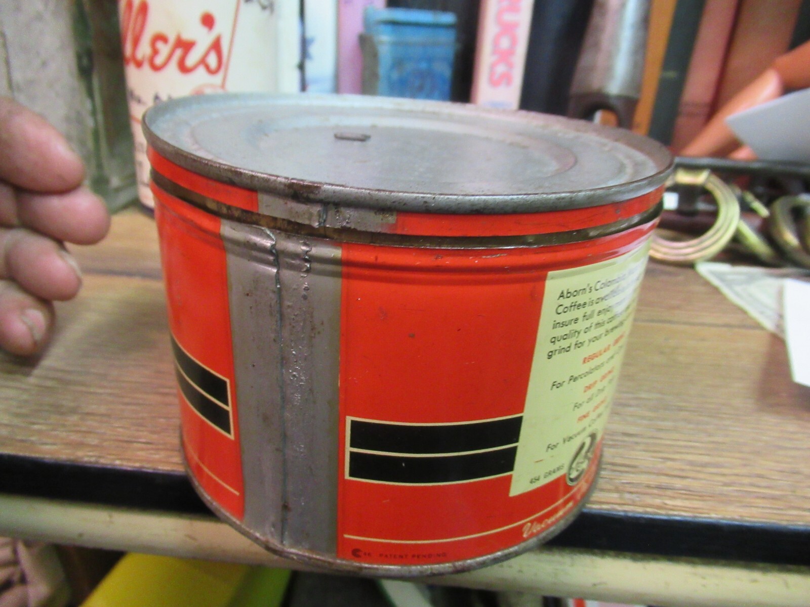 ABORN'S COFFEE CAN 1 LB POUND VACUUM PACKED STORE TIN EMPTY ORIGINAL ...