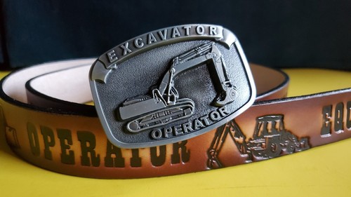 EQUIPMENT OPERATOR BELT LEATHER Genuine Cowhide 1 1/2" and EXCAVATOR ...