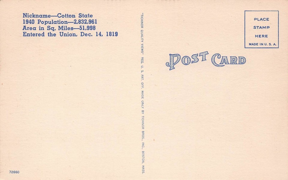 Alabama AL Greetings From Goldenrod Capital Large Letter Linen Postcard ...