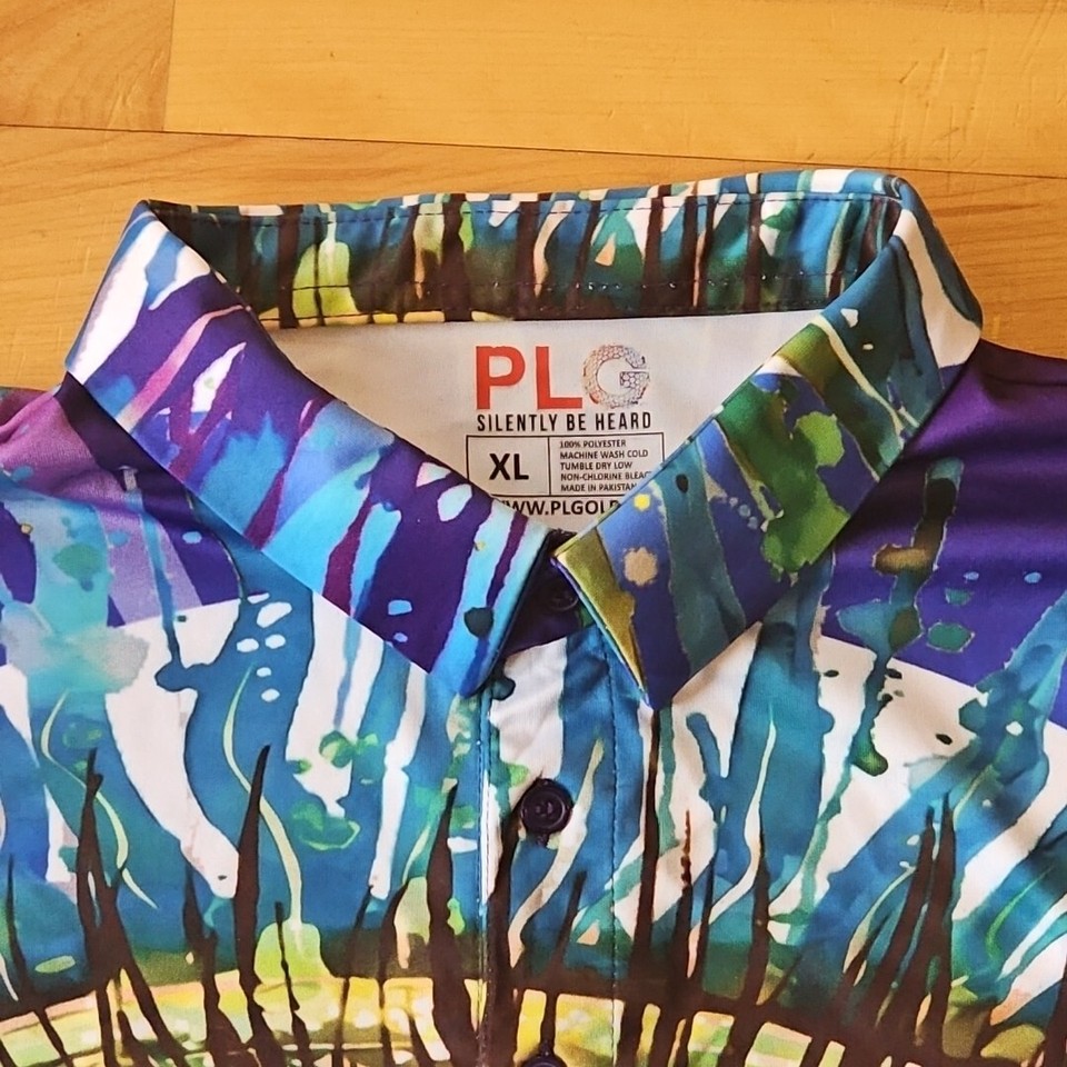 PLG Play Loud Golf Polo Silently Be Heard Mens XL Cyclops Eye Graphic ...