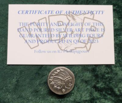 1oz .999 Fine Silver Indian Chief Wild Pig Pours Round with COA, 1 Troy ...