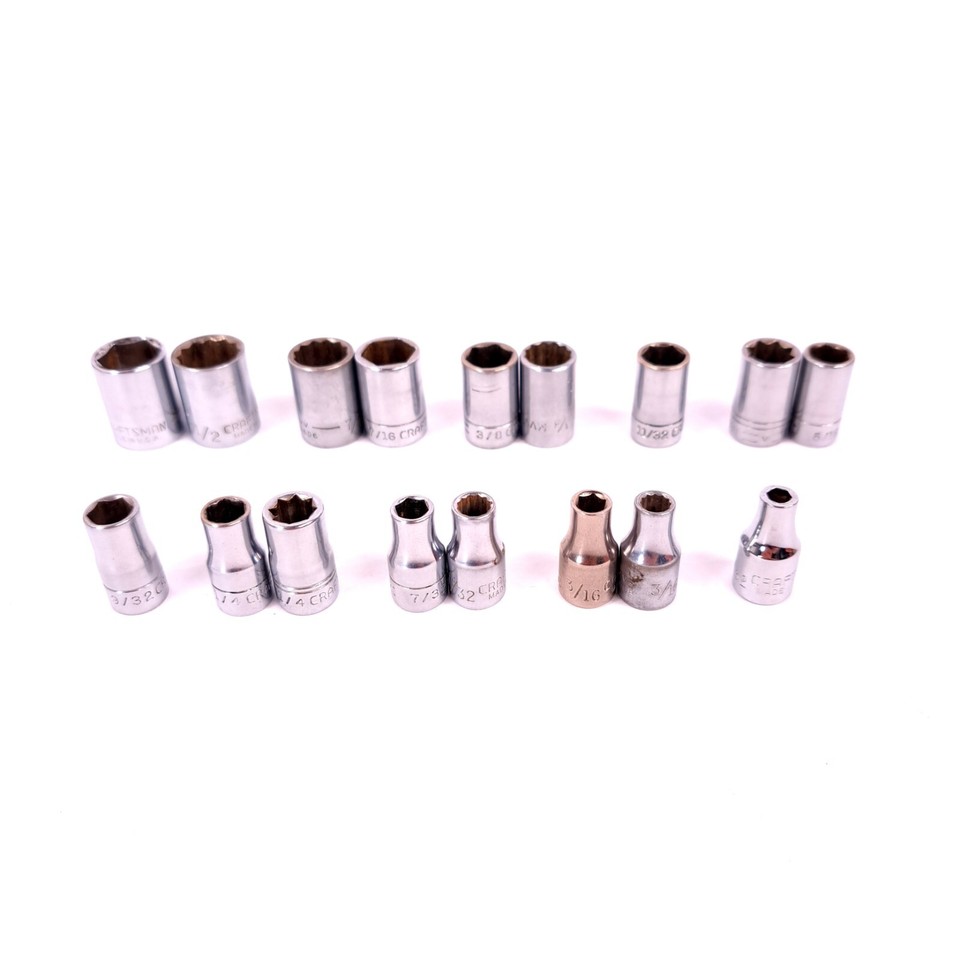 Vintage Craftsman ¼” Drive SAE Socket Set mostly =V=, 1 Snap-on 25pcs ...