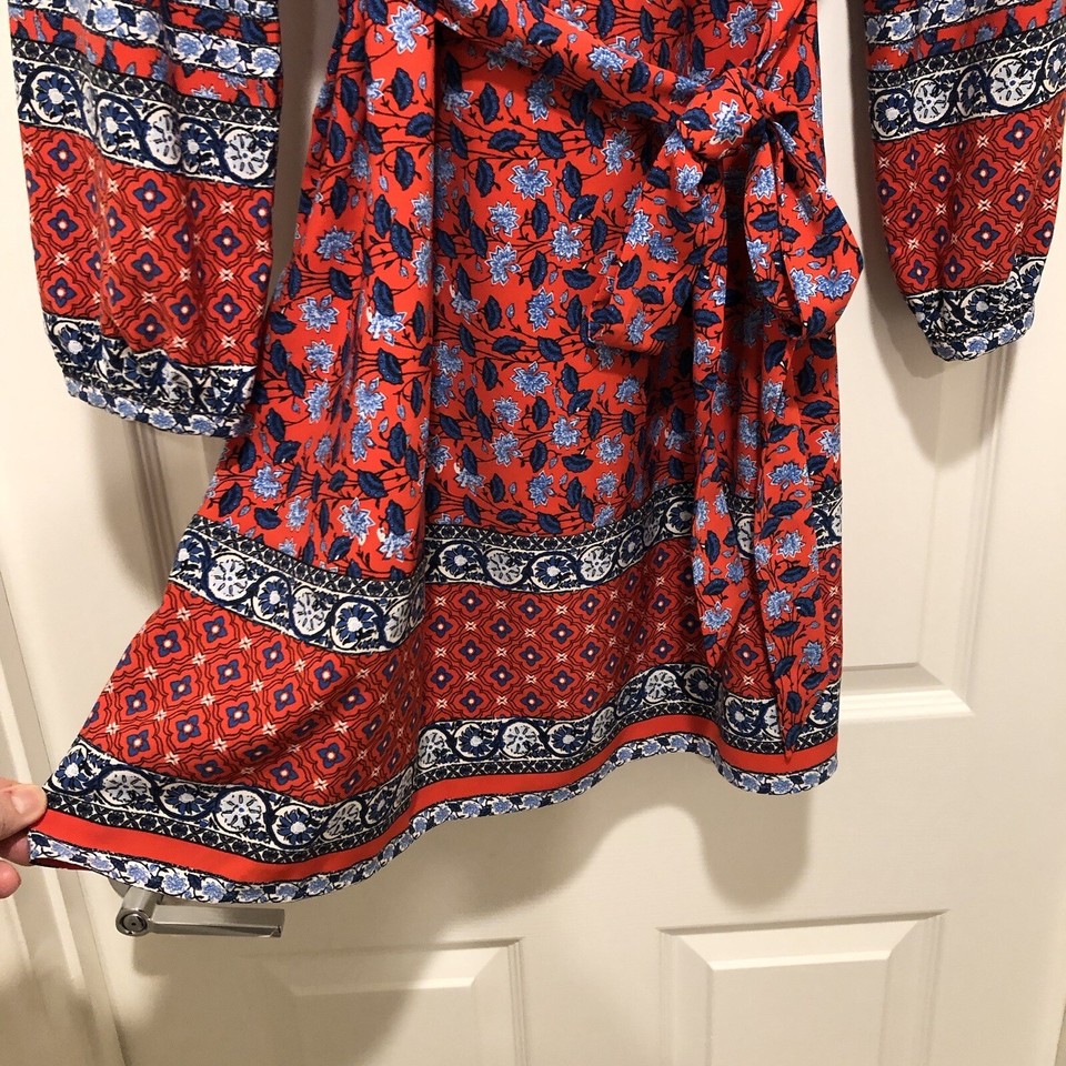 New! LOFT Floral Print Belted Red Dress Size Medium - Beautiful | eBay
