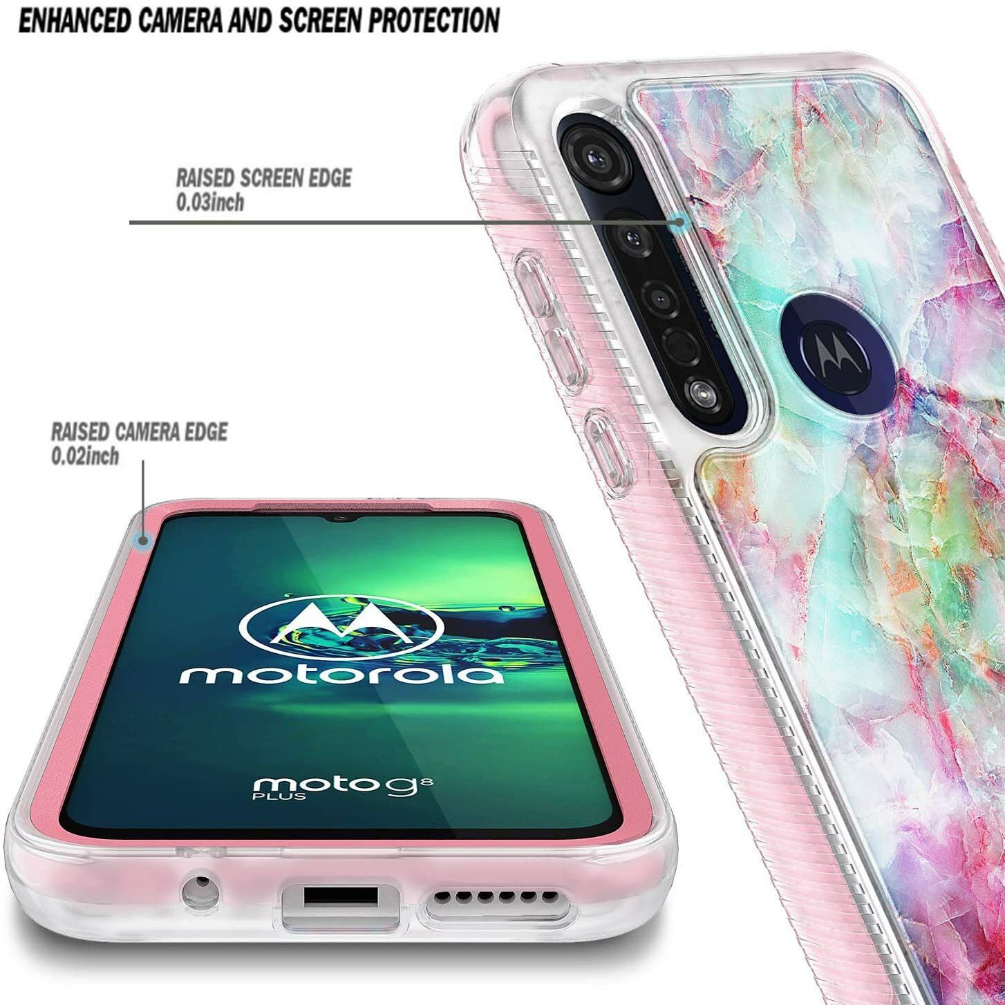For Motorola Moto G8 Plus Case Full Body Slim Built-In Screen Protector ...