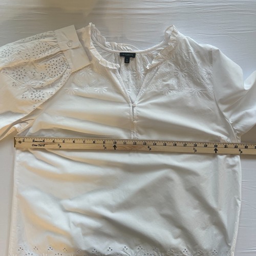 TALBOTS White Embroidered Eyelet Ruffle Button Front Long Sleeve Blouse Size XL | eBay