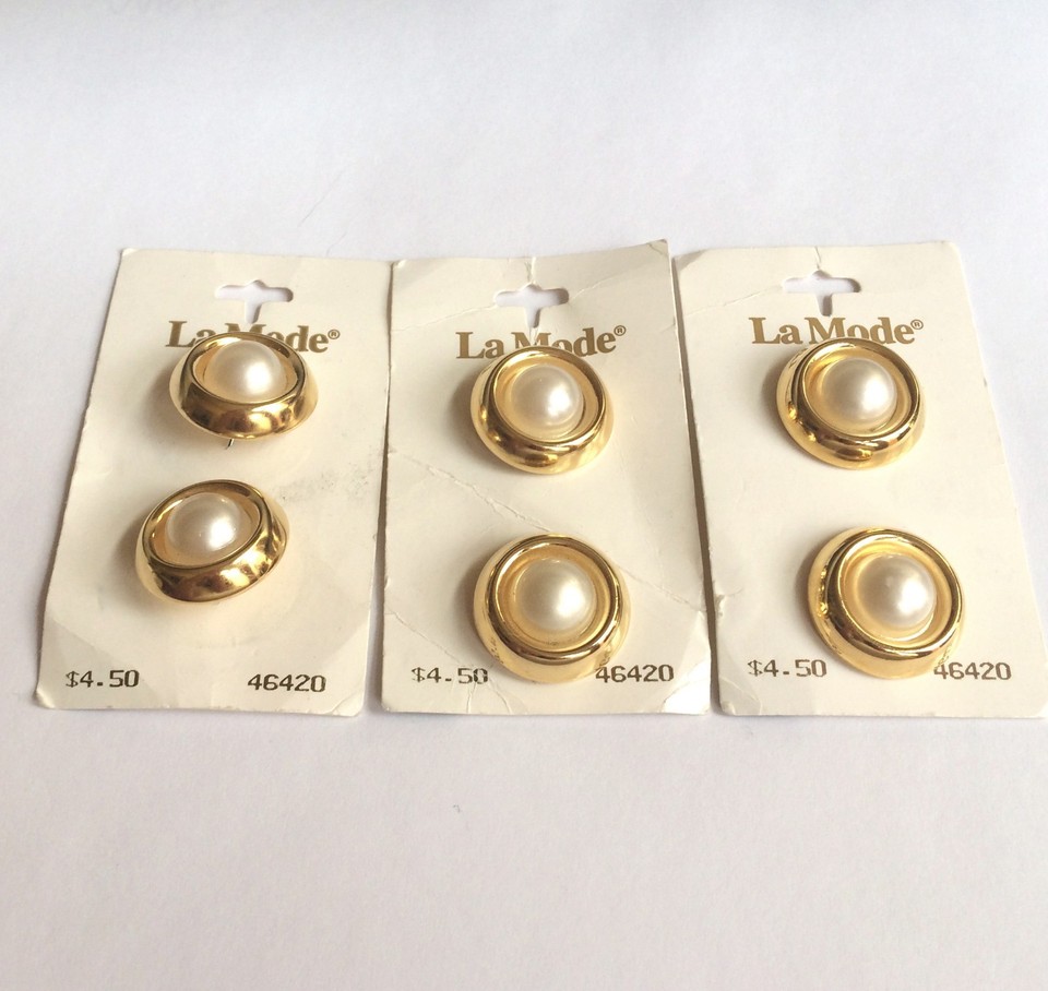 Vintage Gold Pearl La Mode Buttons Retro Made in Italy Italian Art Deco ...
