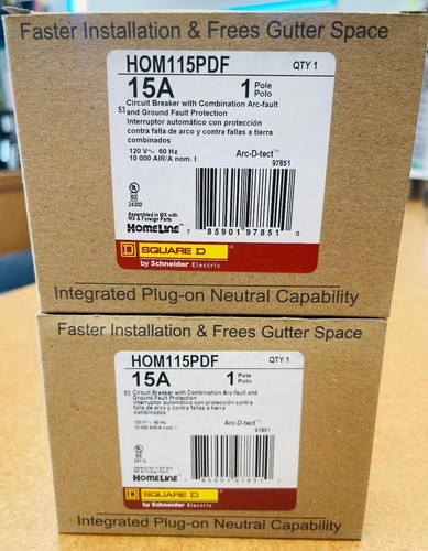 2PCS SQUARE D HOMELINE HOM115PDF HOM115PDFC PLUG ON NEUTRAL 15A AFCI ...