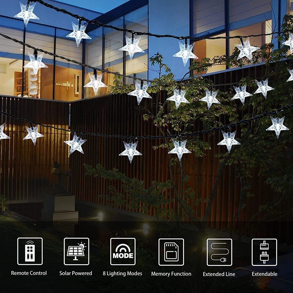 50/100 LED Solar String Lights Outdoor Star Fairy Light Patio Garden ...