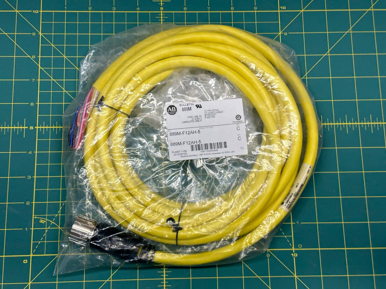 NEW, Allen Bradley 889M-F12AH-5 Female Straight M23 12-Pin PVC Cable ...