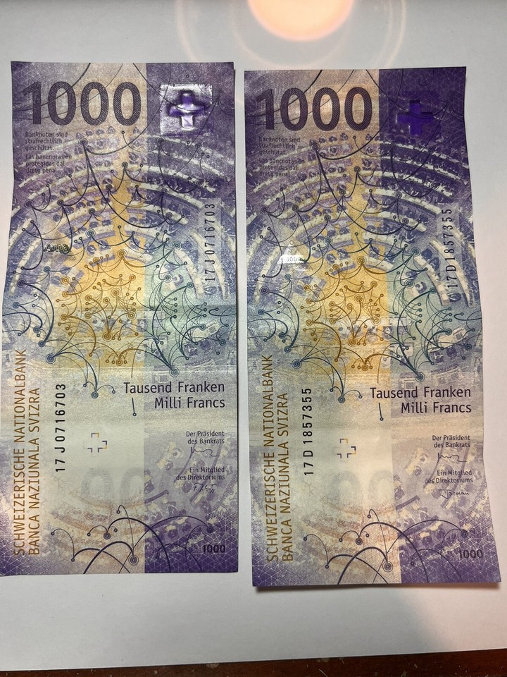SWITZERLAND SWISS 1000 FRANCS BANKNOTE CIRCULATED. SINGLE 1,000 CHF | eBay