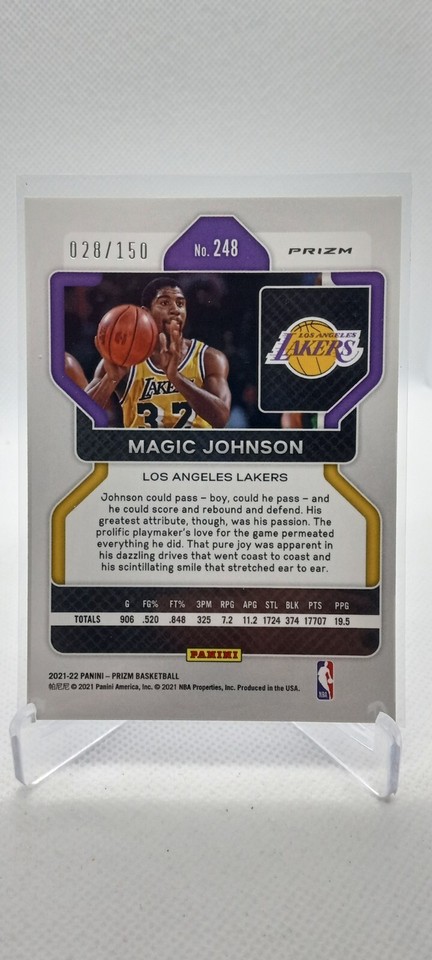 2021-22 Panini Prizm Magic Johnson Blue Fast Break Prizm # /150 Lakers ...