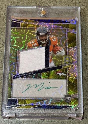 2023 Panini Spectra Marvin Mims RPA Neon Green Scope #15/35 Auto Patch ...