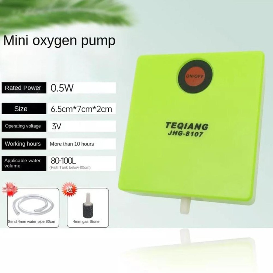 Aquarium Oxygen Aerator Air Pump Fish Tank Air Stone Battery Operated ...