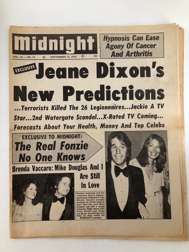 Midnight Tabloid September 13 1976 Vol 23 #12 Jeane Dixon's New ...