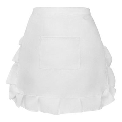 White Half Apron with Pockets for Women Waist Waitress Work | eBay
