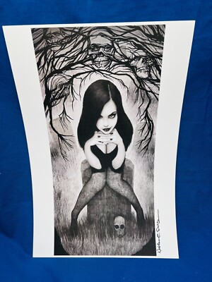 Nathan Szerdy Signed Vertigo Sandman Art Print ~ Death with Skulls ...