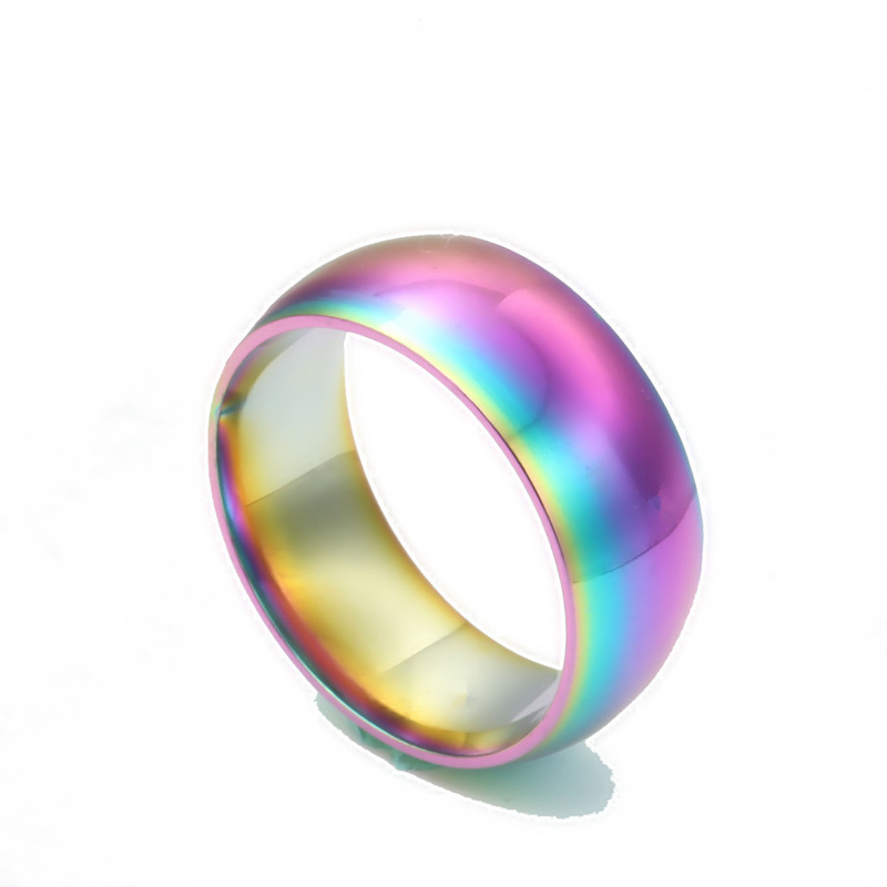 4mm/6mm/8mm Mystic Rainbow Titanium Steel Mens Women's Party Band Ring ...