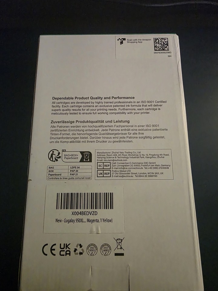 For HP 950XL 951XL Compatible Ink Cartridge Set Black Cyan Magenta ...