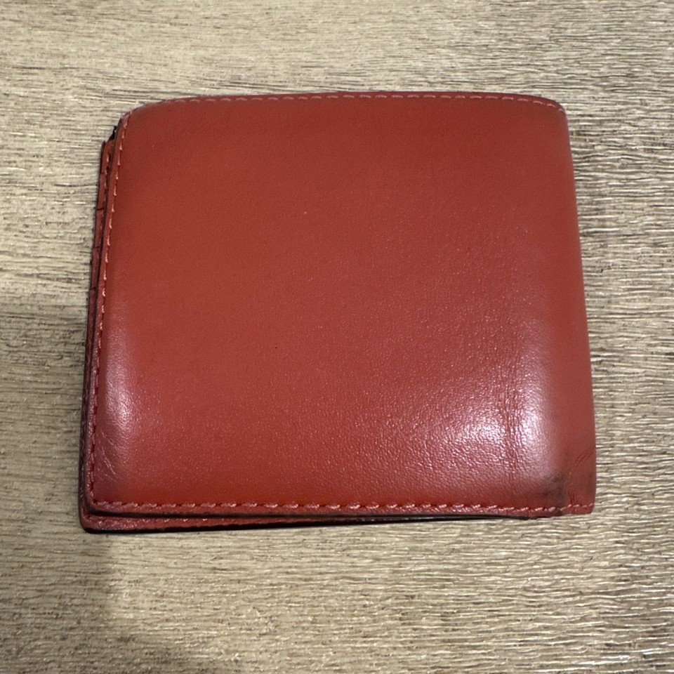 Coach Mens Double Billfold Wallet Saddle Terracotta Leather Embossed ...